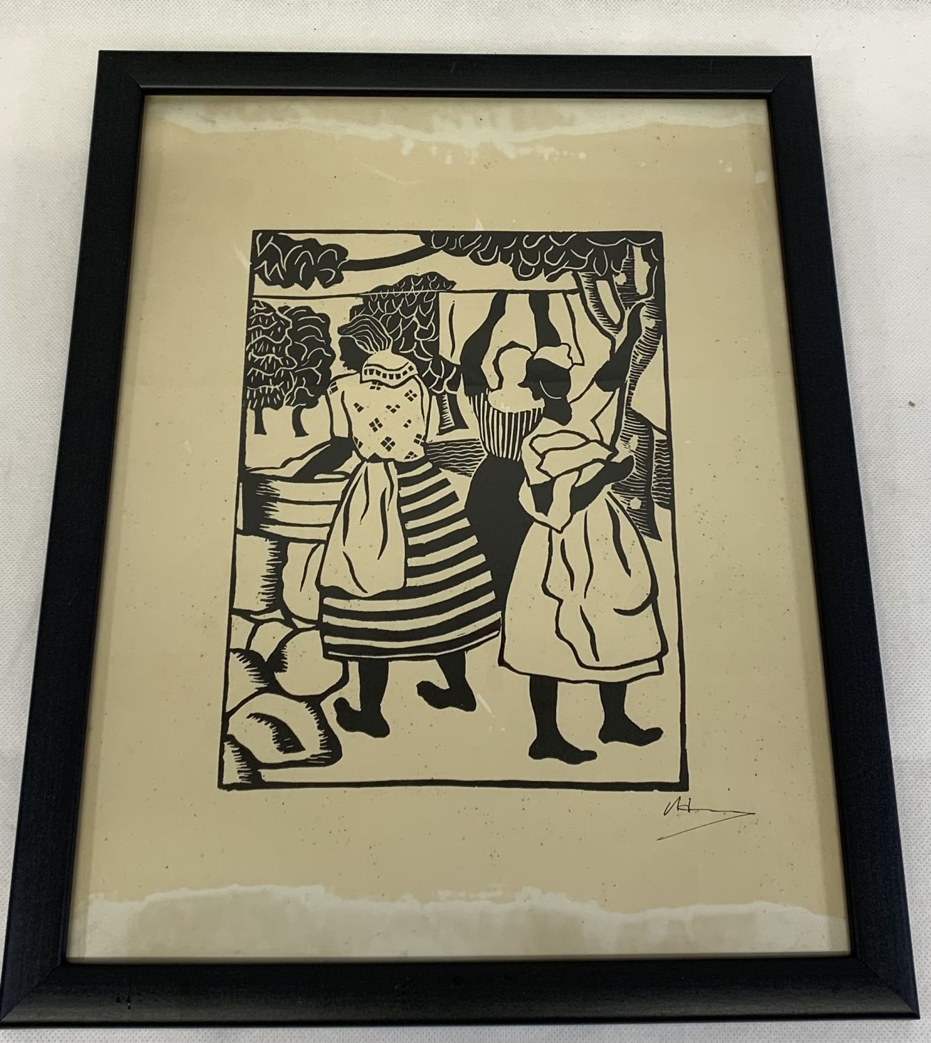 Albert Huie | Albert Huie woodcut print of Jamaican ladies washing ...