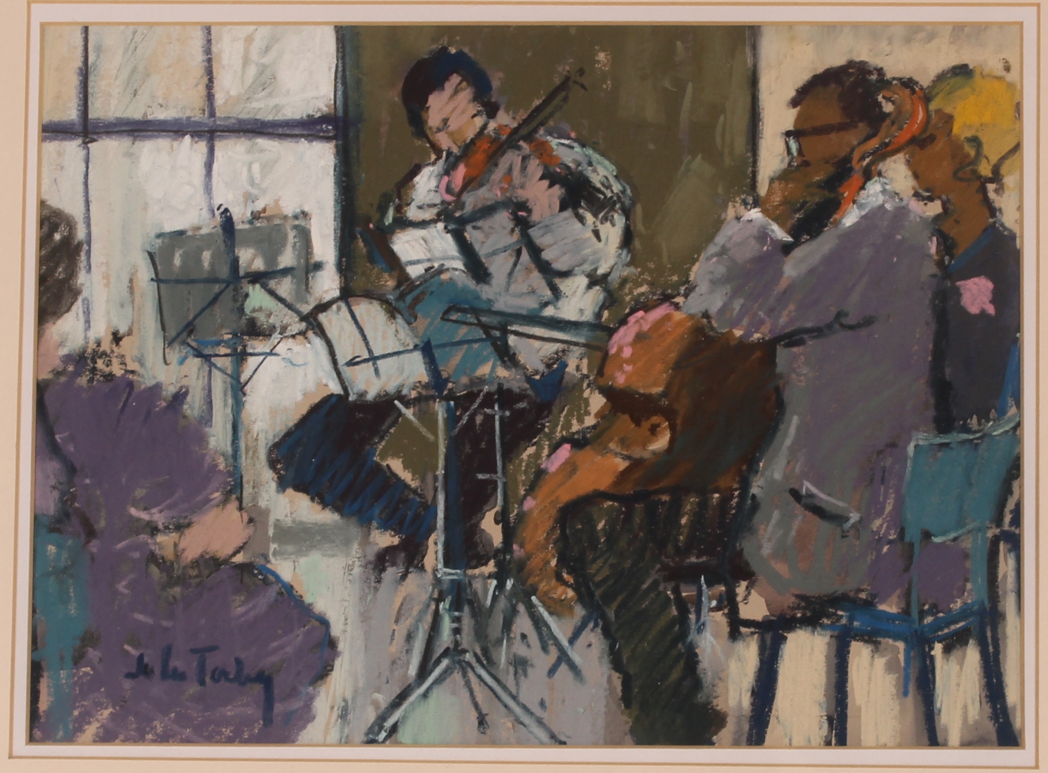 John Tookey | Musicians At The National Gallery signed pastel | MutualArt
