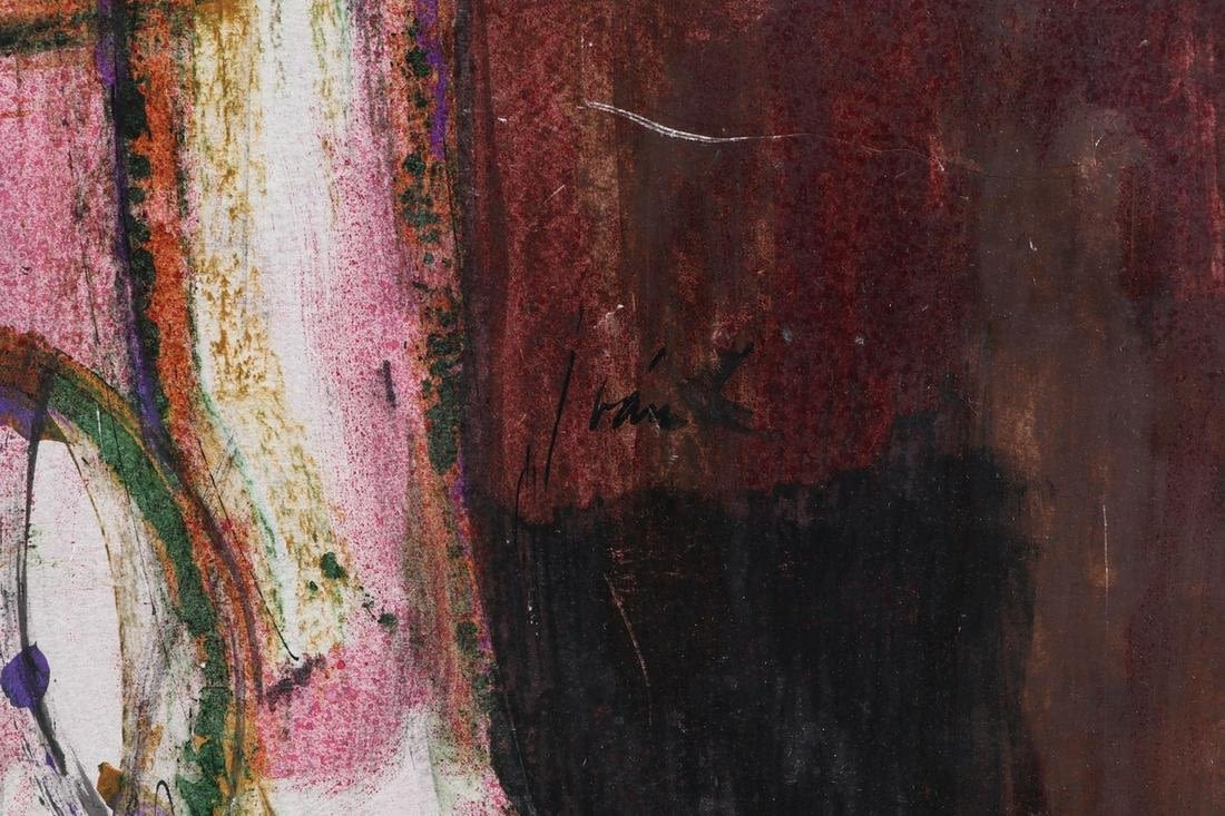 Iván Cuevas | Ivan Cuevas Abstract Figural Mixed Media Painting, 1954 ...