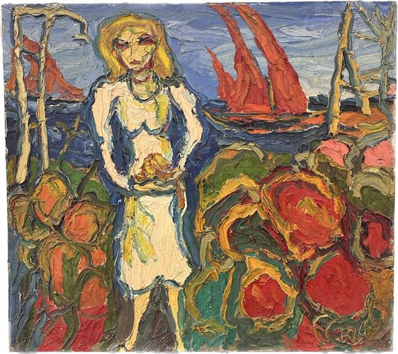 Carlo Caroli | Carlo Caroli, Paesaggio con fanciulla | MutualArt