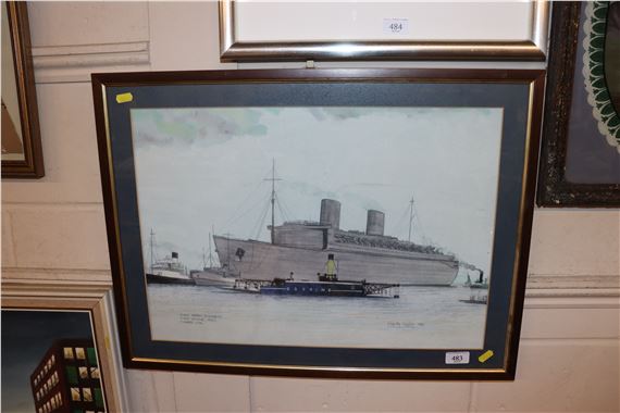 Martin Conway | watercolour HMS Queen Elizabet (1986) | MutualArt