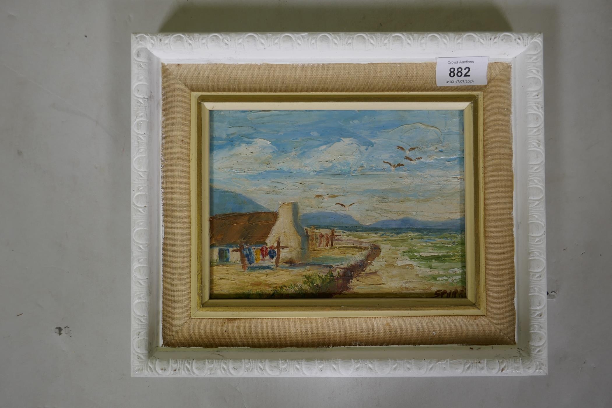 Scottish School | Sea scape with crofters cottage | MutualArt