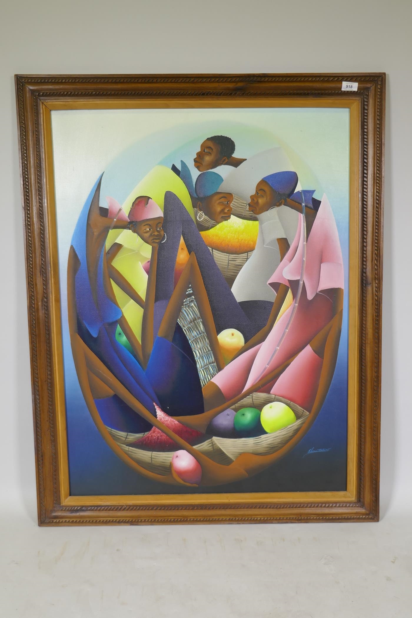 Jacques Louissaint | female figures with baskets of fruit | MutualArt