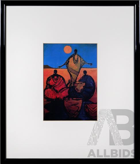 Tony Hudson | Tony Hudson, (African 1937-1989), African Scene with ...