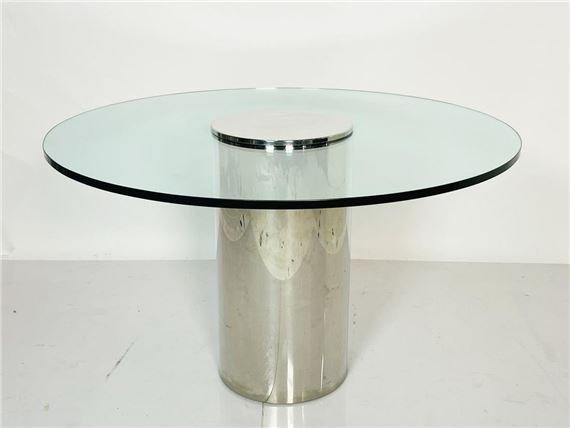 Pace Collection | Chrome and Glass Pedestal Table in the Style of ...