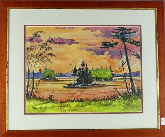 Myron Angus | Vintage print in colours depicting a northern landscape ...