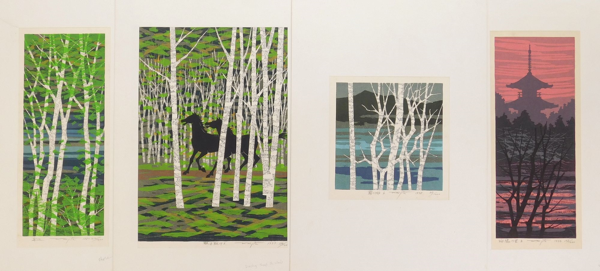 Fumio Fujita | 4 Fumio Fujita (Japanese, 1933- ) woodblocks (1977 ...