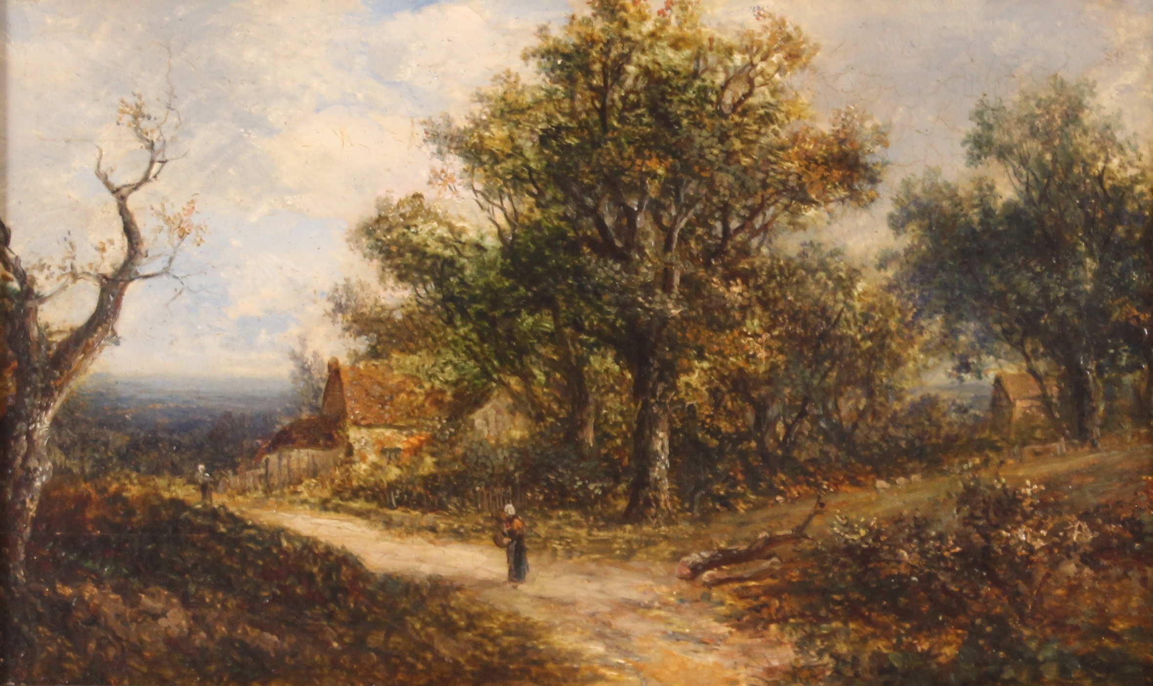 Patrick Nasmyth | study of figures on a country woodland path by cottages | MutualArt