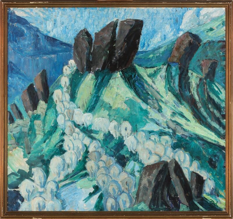 Emilie Demant Hatt | Mountainscape with sheep | MutualArt