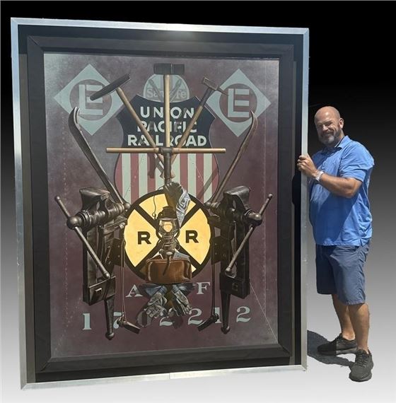 Gary T. Erbe | STUNNING MASSIVE GARY ERBE RAILROAD THEMED PAINTIN ...