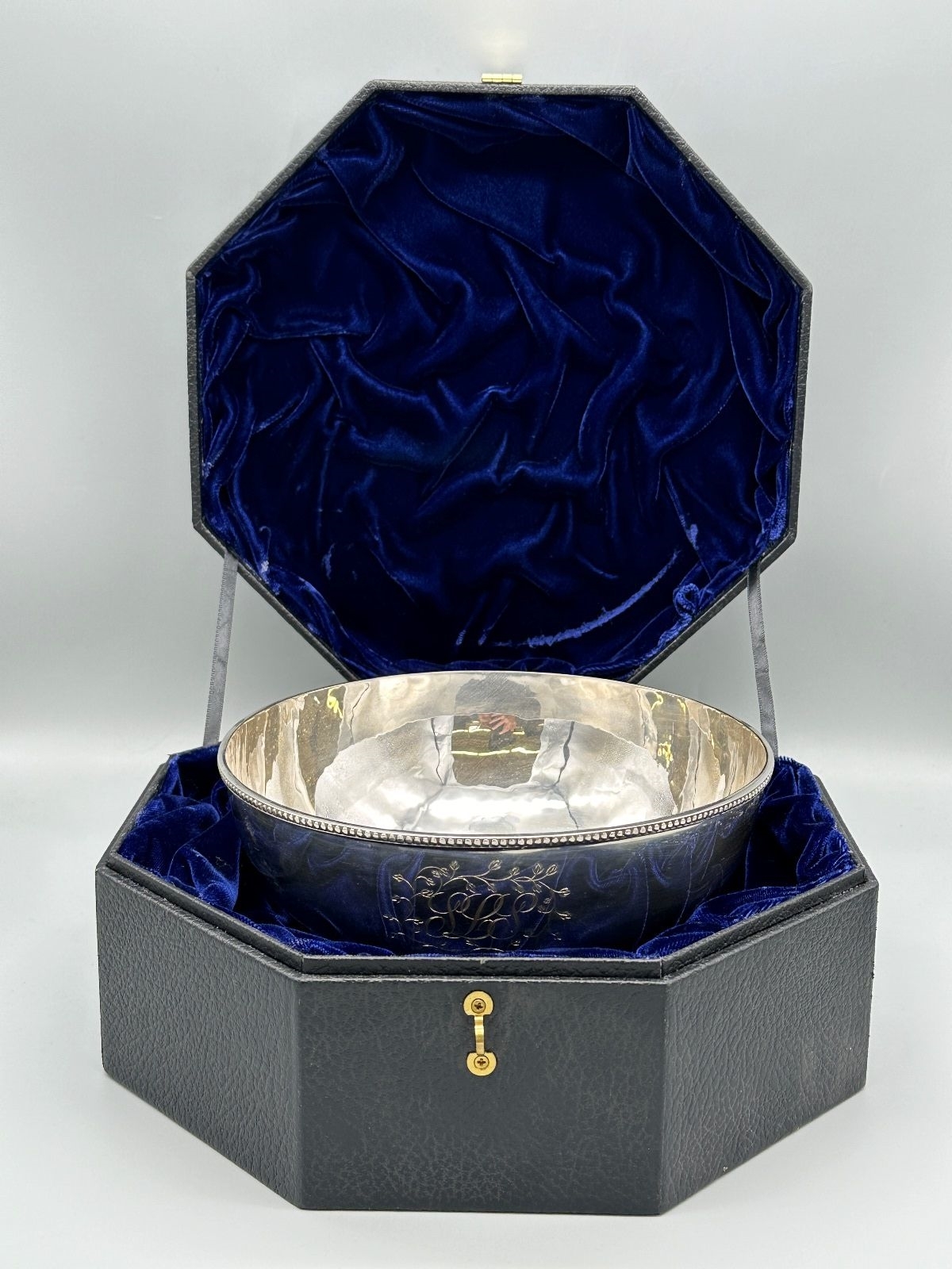 Hans Christensen | 2) Large Sterling Silver Bowls In Velvet Lined ...