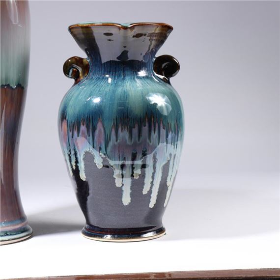 Bill Campbell | Three Bill Campbell flambeaux drip glaze multicolored ...