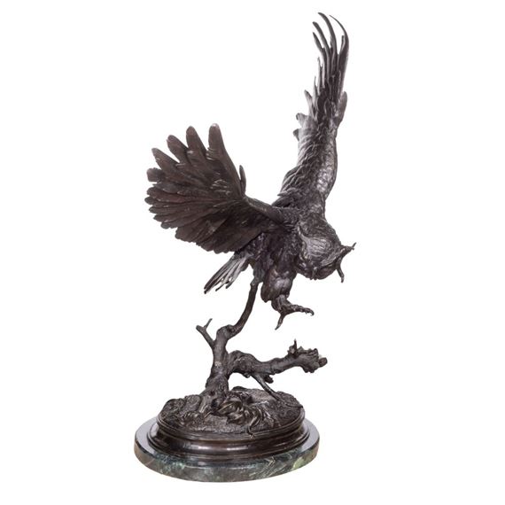 Jules Moigniez | The Owl Bronze Statue | MutualArt