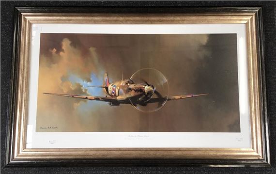 Barrie A.F. Clark | A large framed and blazed WW2 Spitfire print by ...