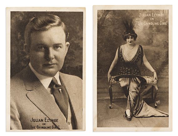 Julian Eltinge | Pair of postcards depicting him in male and female ...