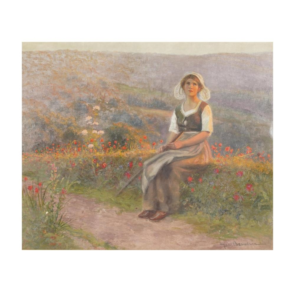 Jean Beauduin | Girl picking flowers | MutualArt