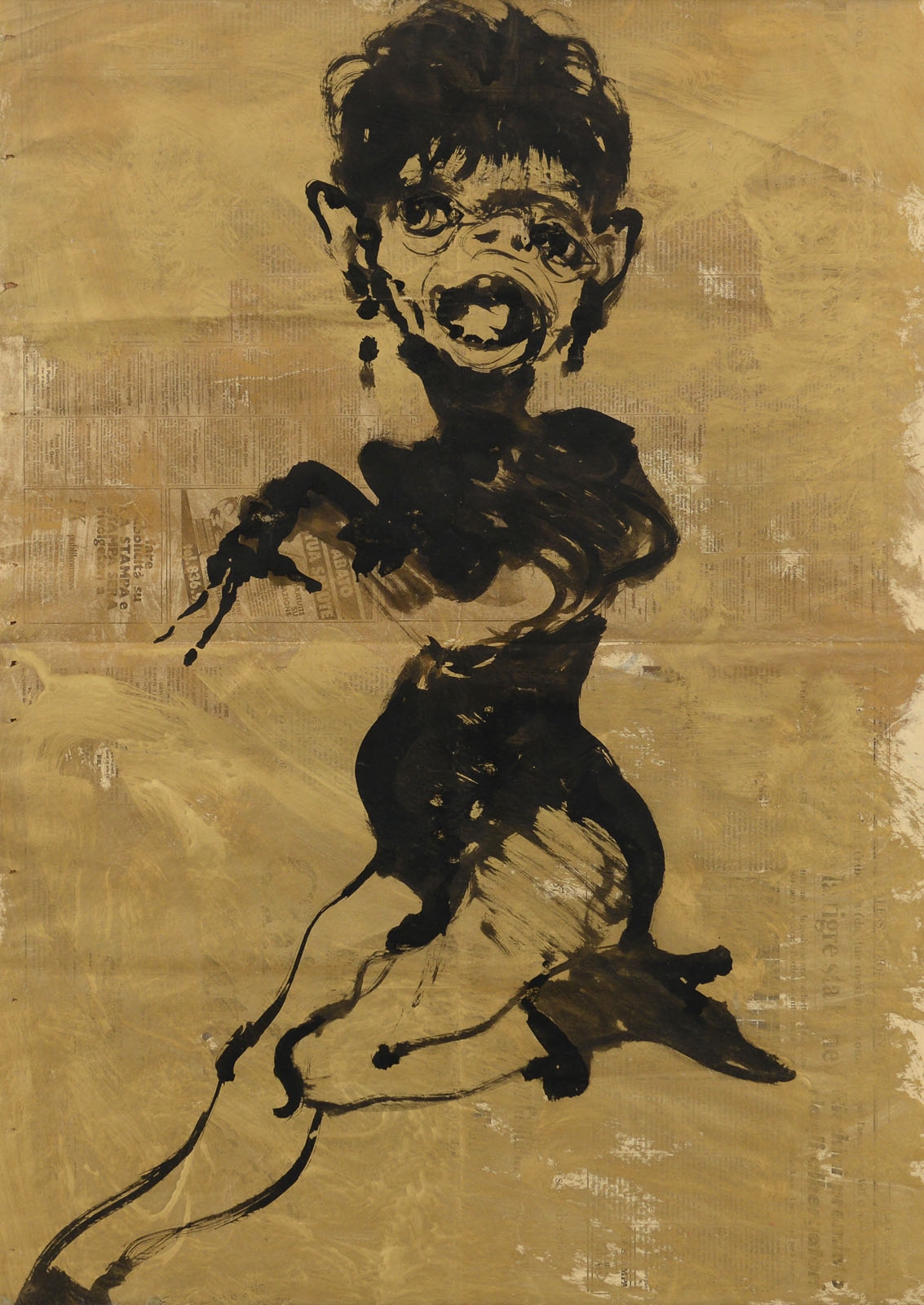 Enrico Colombotto Rosso | Black Figure on Gold Background | MutualArt