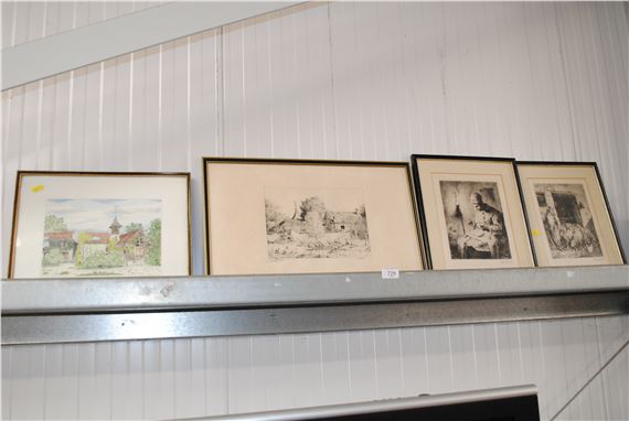 Marcel Jacques | hand coloured etching and three bla | MutualArt
