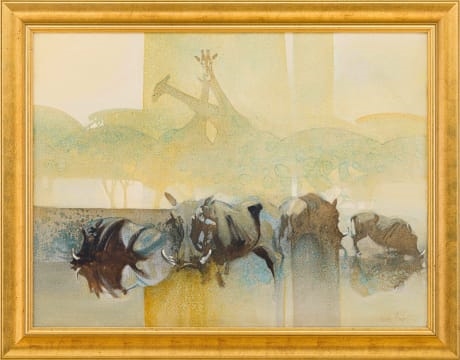 Keith Joubert | Warthogs and Giraffes | MutualArt