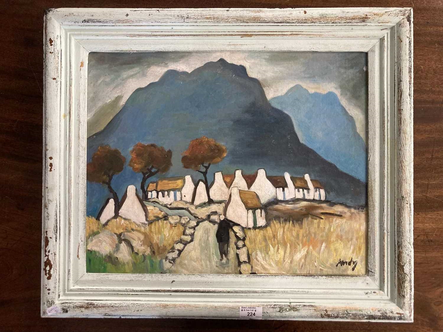 Markey Robinson | Oil on board landscape with figure to the fore in the ...