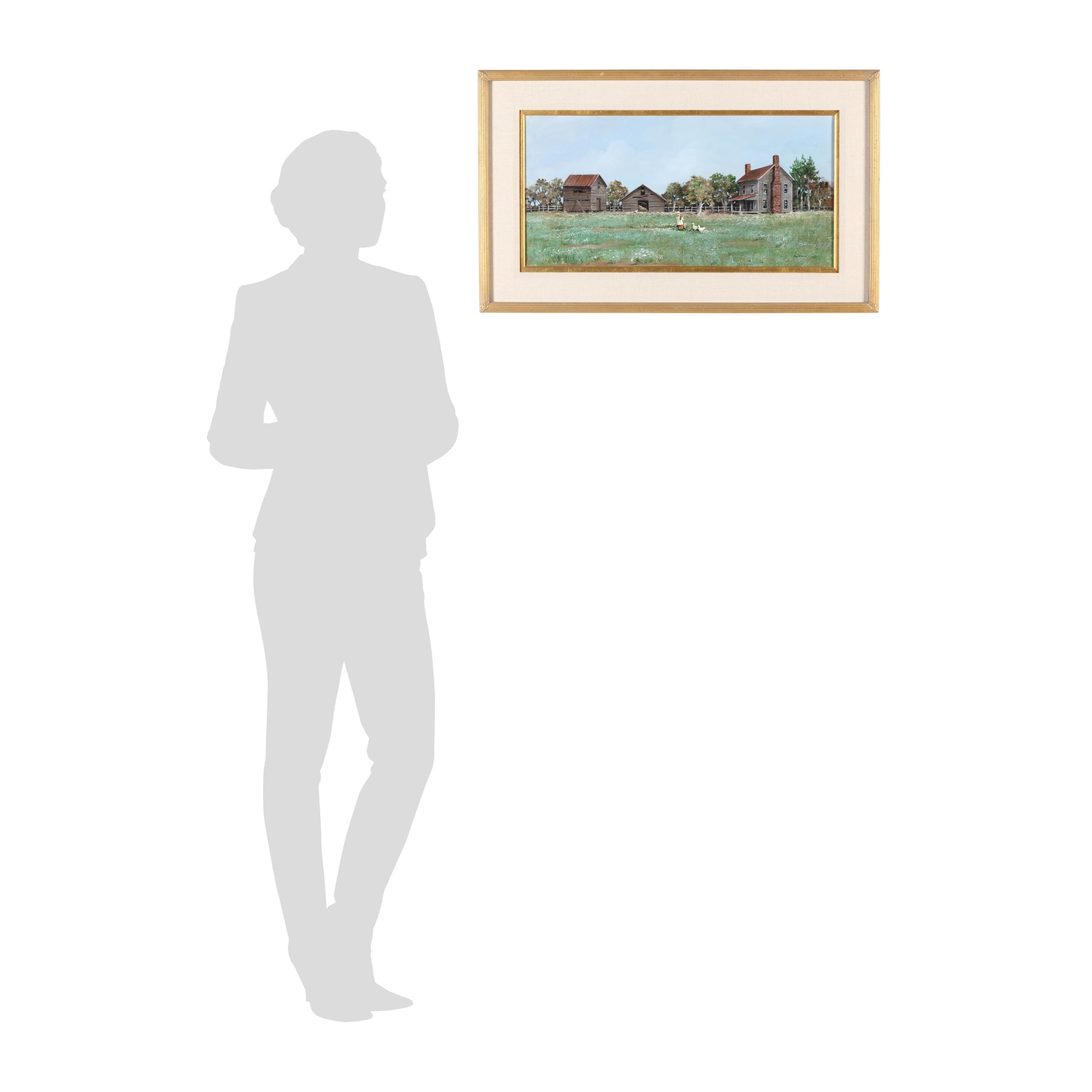 Ann Mount | Farmhouse Scene with Young Girl and Ducks | MutualArt