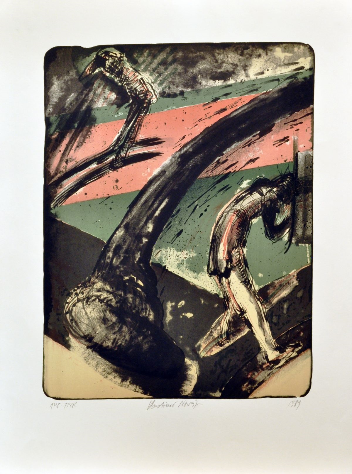 Vladimír Novák | Figures in a green area (1989) | MutualArt