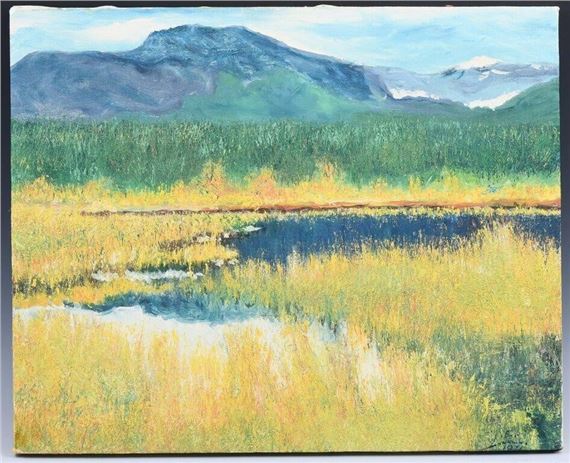 Robert J. Lie | ROBERT LIE LAKESIDE LANDSCAPE PAINTING (1971) | MutualArt