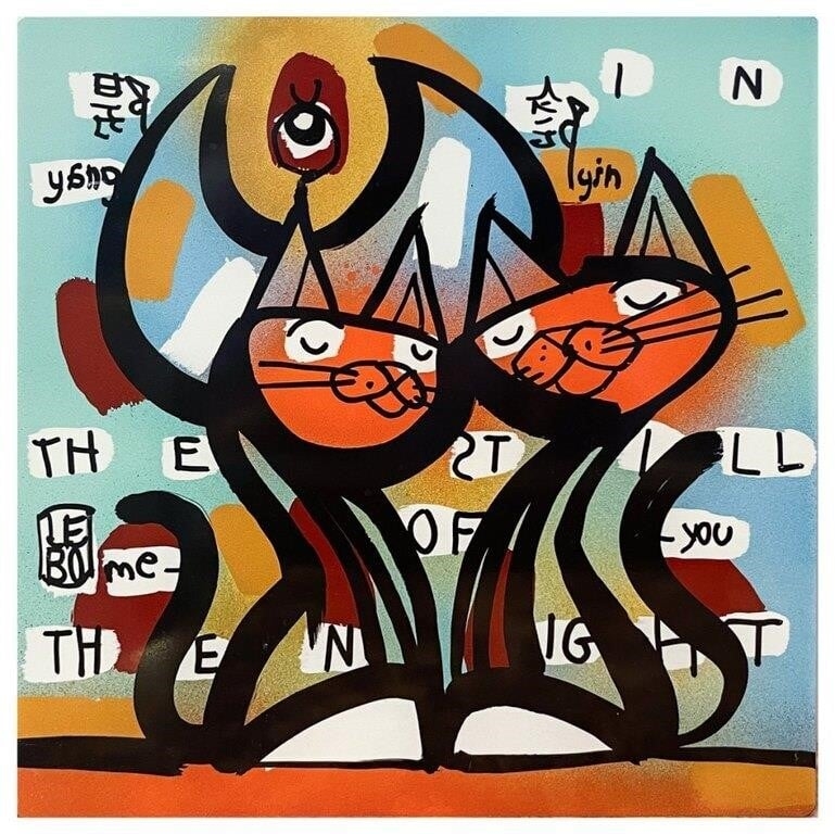 David Lebo LeBatard | LEBO CATS AND MOON BRUSHED ALUMINUM ART BOND ...