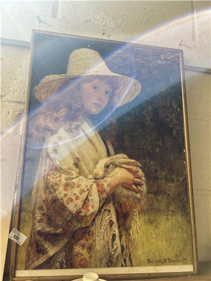 Frederick Samuel Beaumont | girl with rabbit | MutualArt