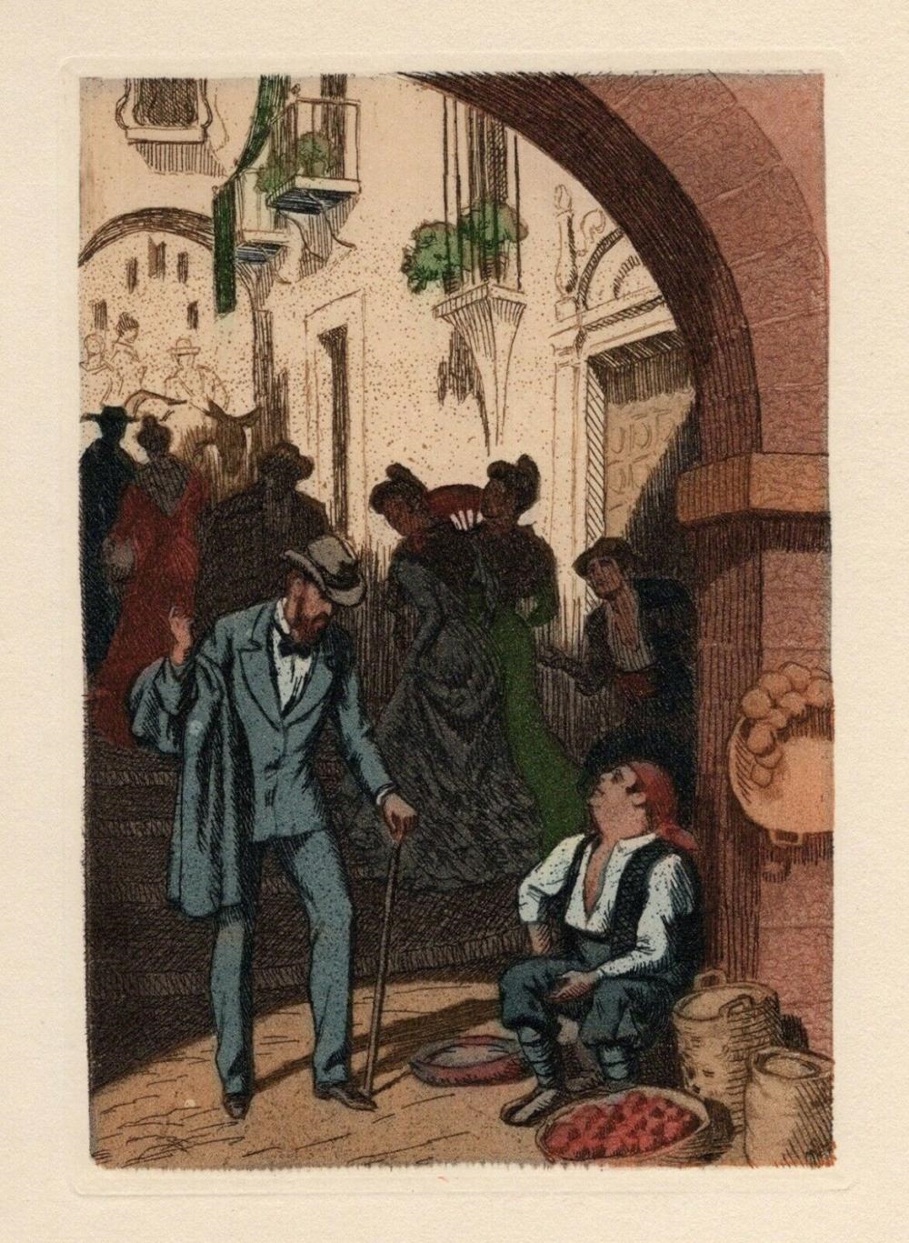Jean Virolle | Jean Virolle 1930 Color Engraving Carnival in Seville Limited Framed (1930 ...