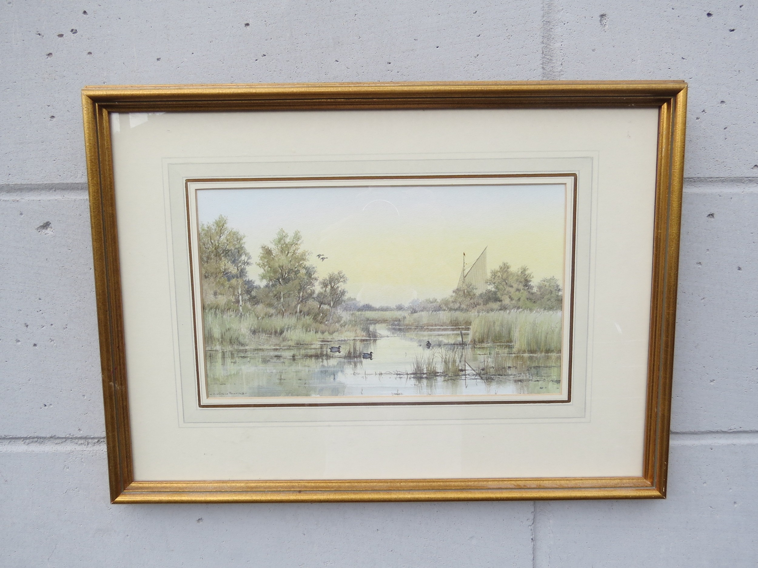 Colin W. Burns | Two Norfolk Broads scenes depicting wherry in sail ...