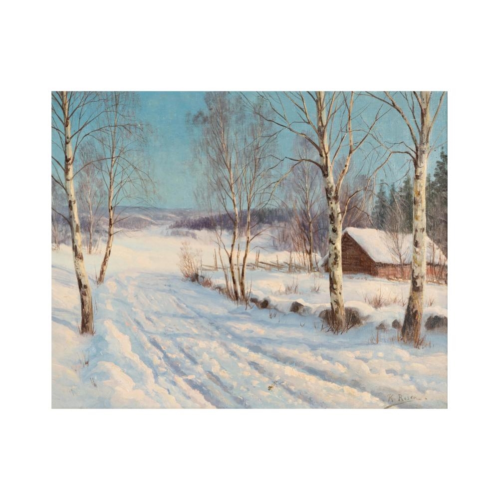 Karl Rosen | Quiet winter day in the forest glade at sunset | MutualArt