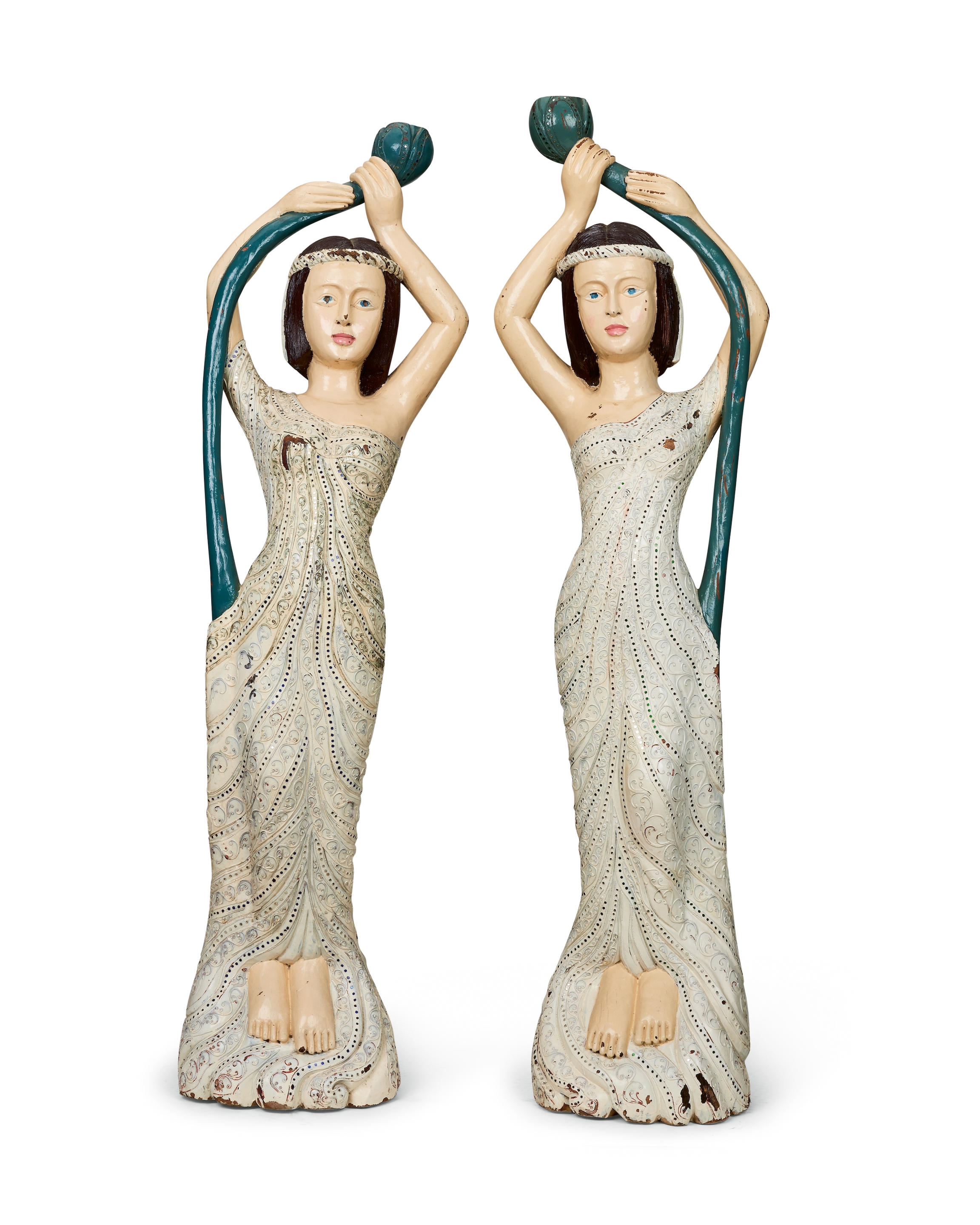 Italian School, 20th Century | A pair of carved and painted organ ...