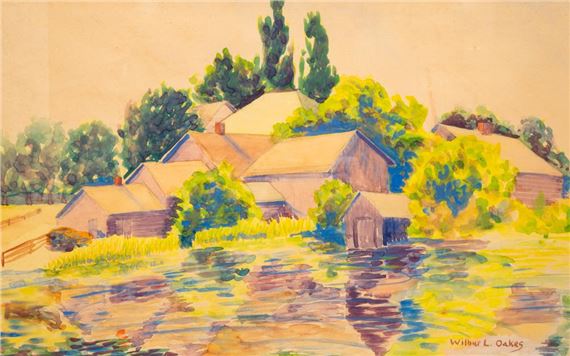 Wilbur L. Oakes | LANDSCAPE WITH BUILDINGS (Early 20th Century) | MutualArt