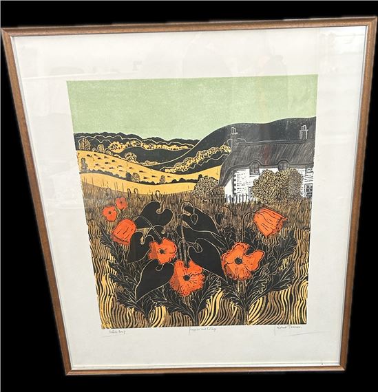 Robert Tavener | Signed Linocut artist proof poppies and collage by ...