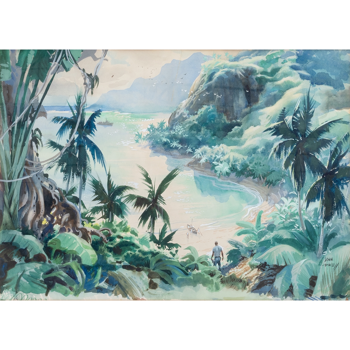 John Pike | John Pike Watercolor Panning for Gold | MutualArt