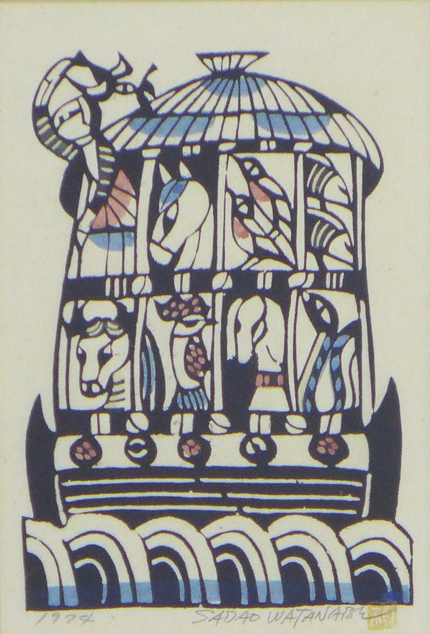 Sadao Watanabe | NOAH'S ARK woodblock print (1974) | MutualArt