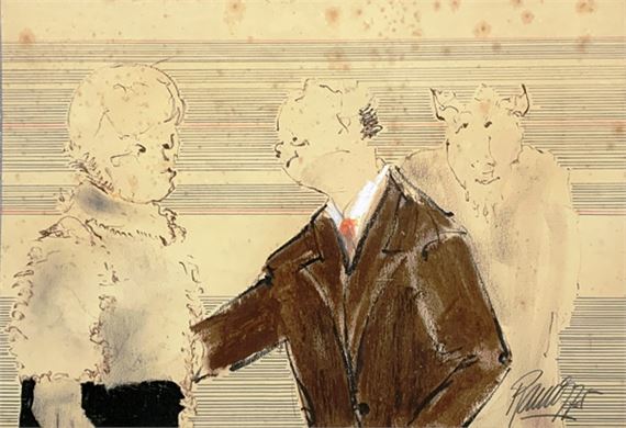 Nelson Ramos | Nelson Ramos Tres figuras Lapiz color sobre papel ...
