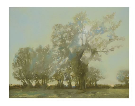 Richard Ewen | Woodland landscape in mist | MutualArt