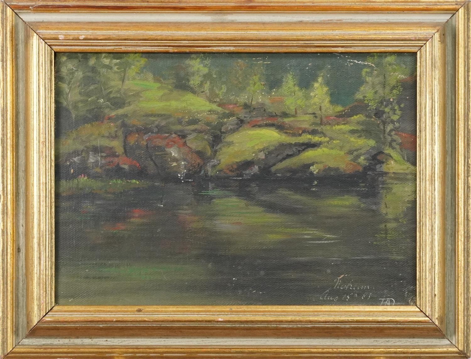 Hans Dahl | Rocks beside a lake (Late 19th Century) | MutualArt