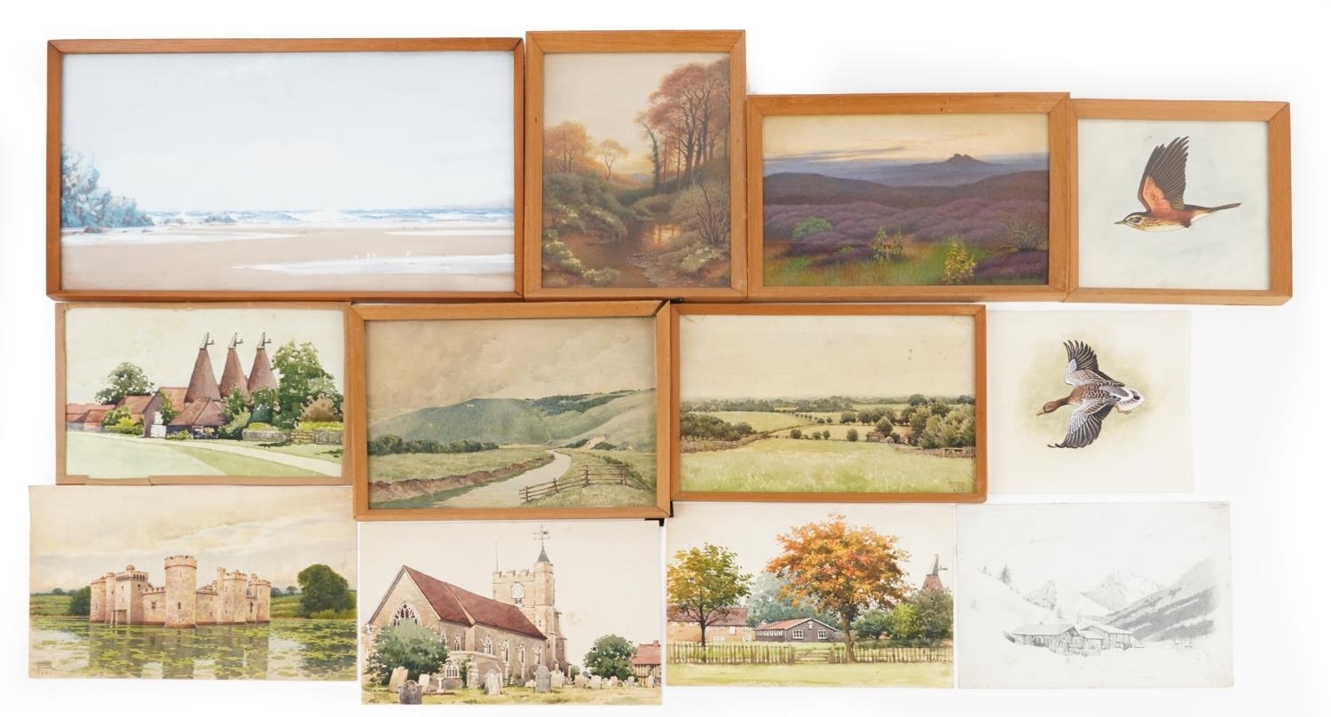Herbert C. Ahier | Assorted unframed watercolours including Bodiam ...