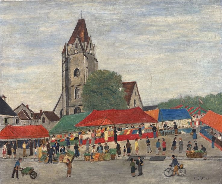 Ernest Bray | Ernest BRAY (1883-1969) The market at CONNERE, 56 Oil on ...
