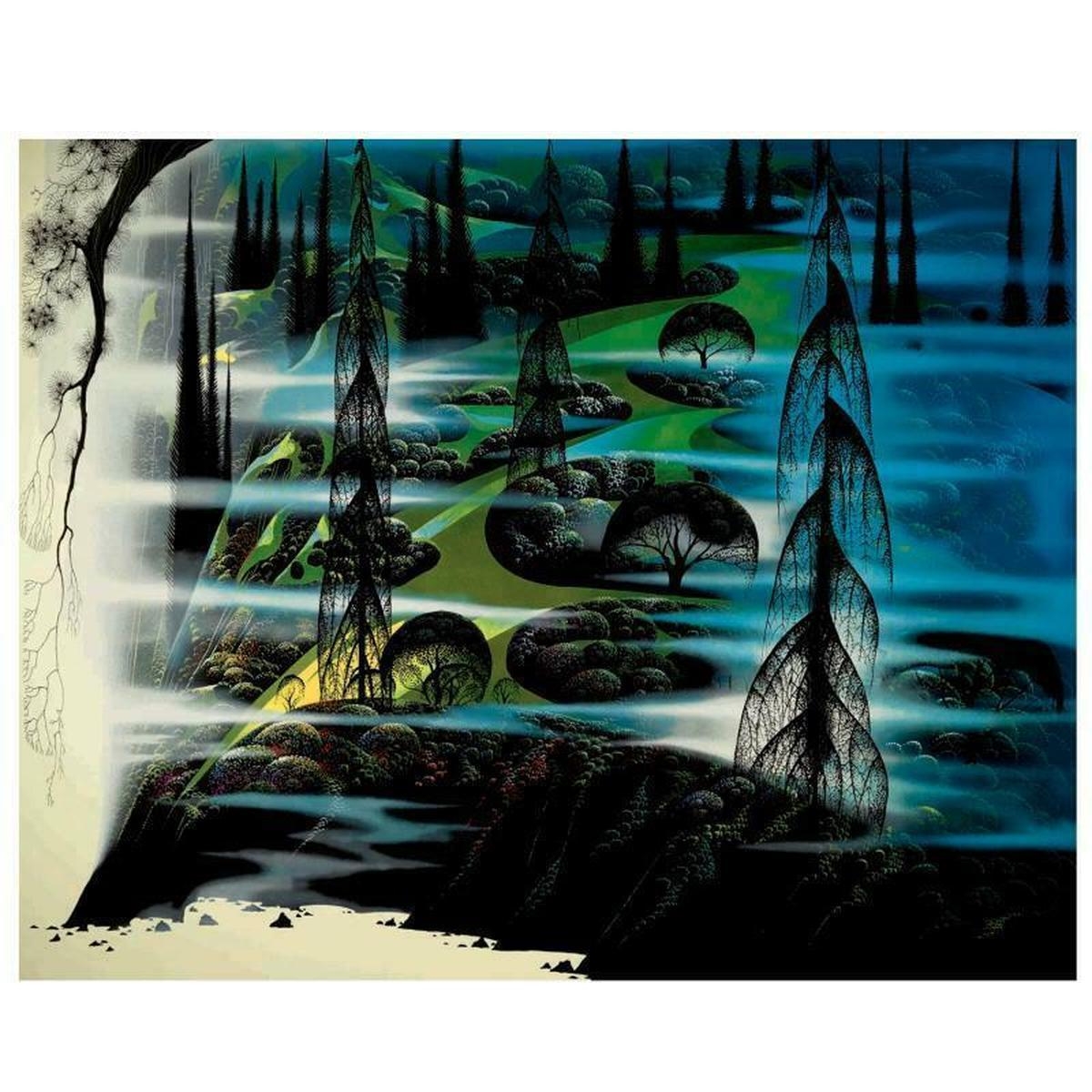 Eyvind Earle | Red Barn - Tree Trunk | MutualArt