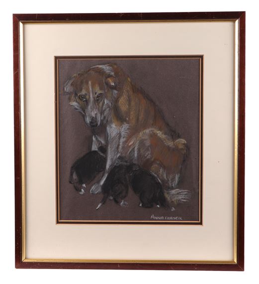 Anna Fraser | Portrait of a Bitch and her Pups | MutualArt