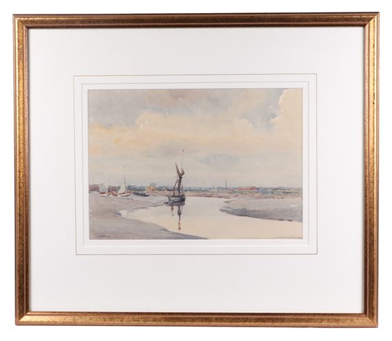 A. J. Shone | Estuary Scene with Moored Boats | MutualArt