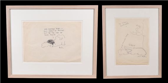 Frank Dickens | - two risqué cartoons drawn on paper | MutualArt