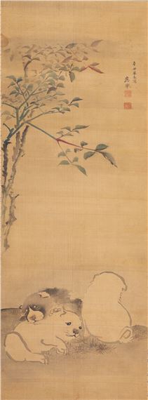 Maruyama Okyo | A SCROLL PAINTING OF GAMBOLING PUPPIES, AFTER MARUYAMA ...