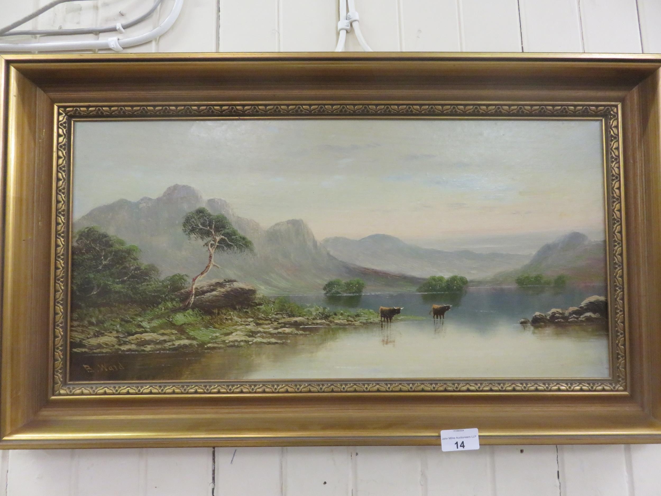 B. Ward | Cattle At Highland Loch | MutualArt