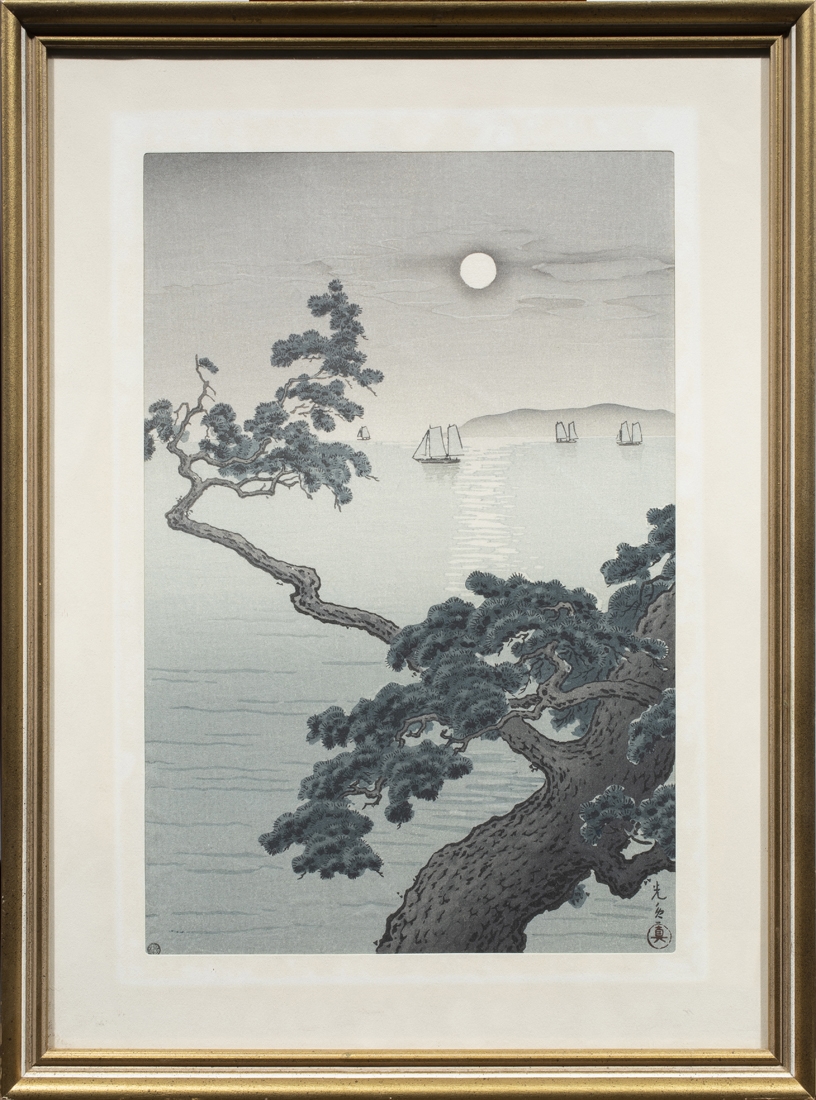 Tsuchiya Koitsu | Tsuchiya Koitsu - Full Moon at Akashi Beach | MutualArt