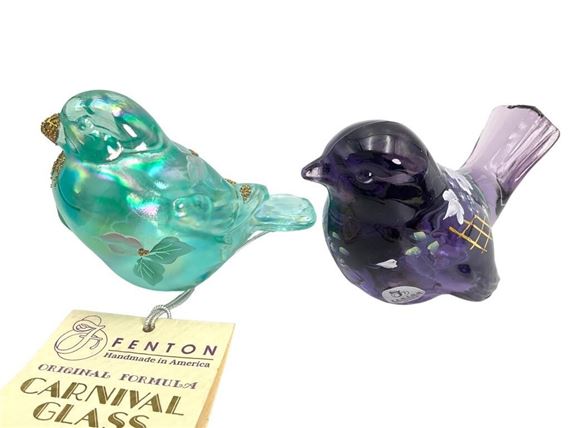 C. Smith | Two Hand Painted Fenton Glass Birds (1998) | MutualArt